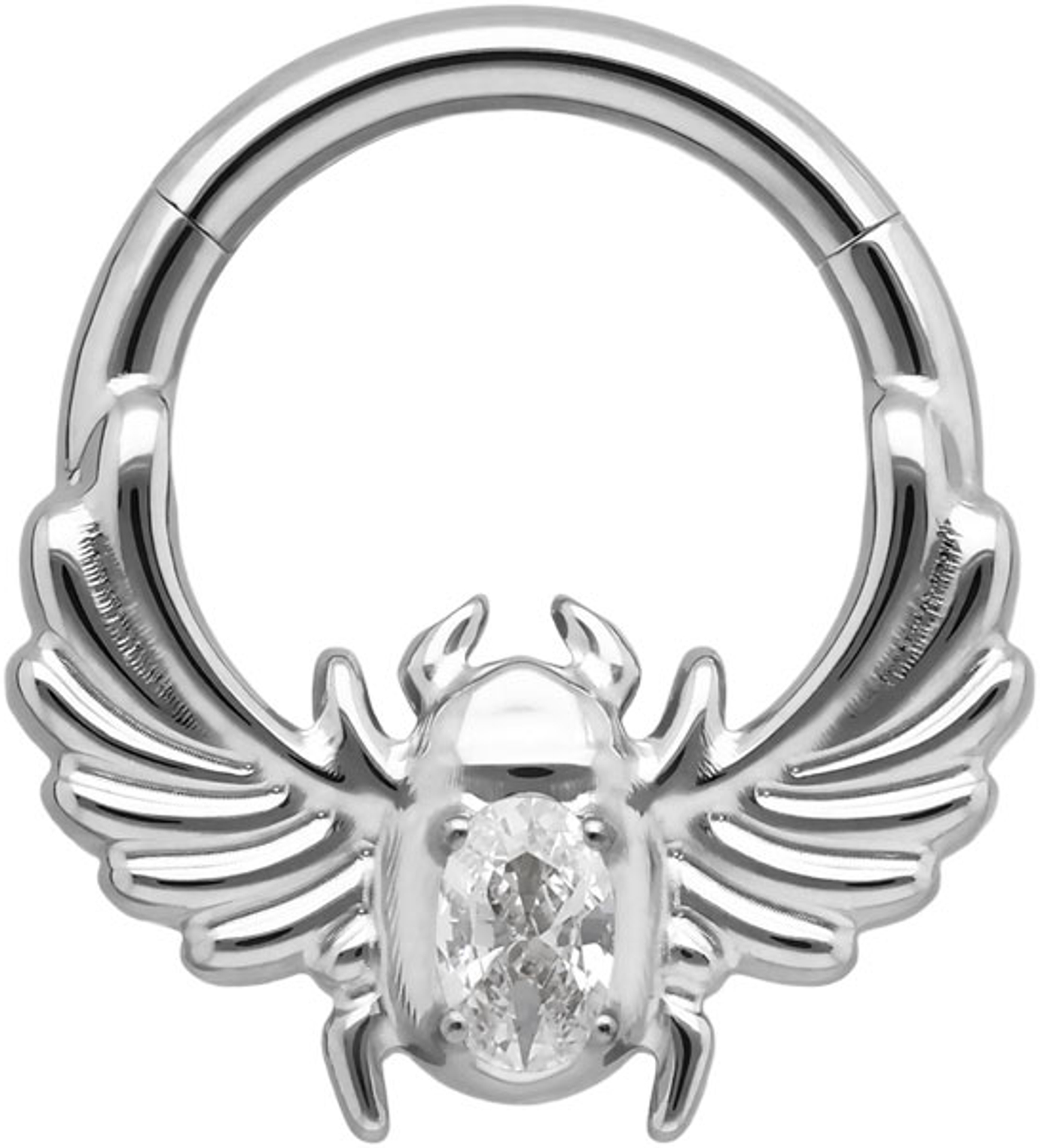 Titanium segment ring clicker SCARAB BEETLE | KK = Crystal Clear | 8 ...